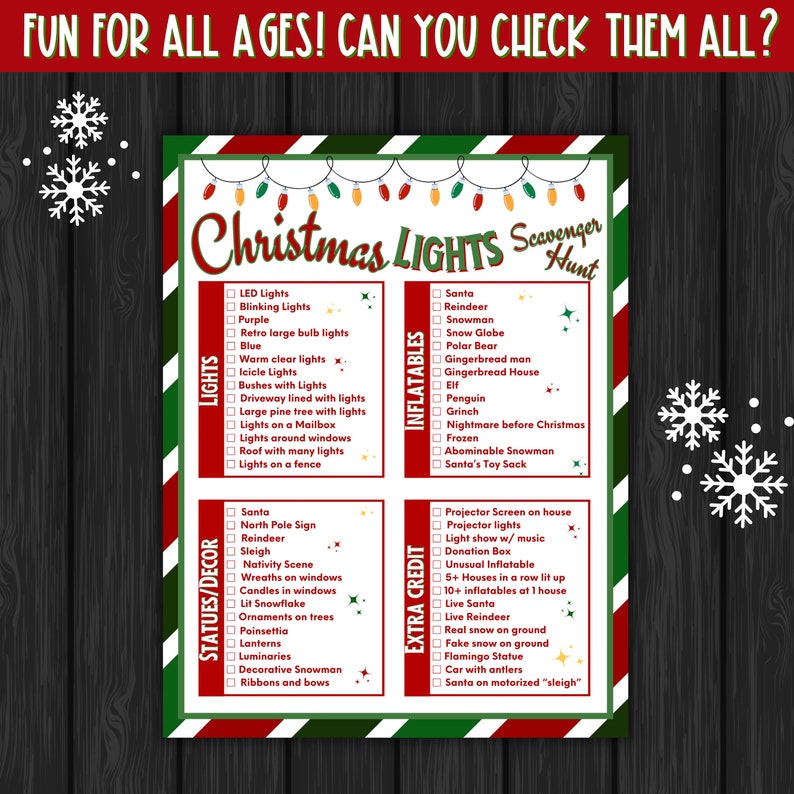 Christmas Scavenger Hunt | Christmas Lights Game | Christmas Party Game ...