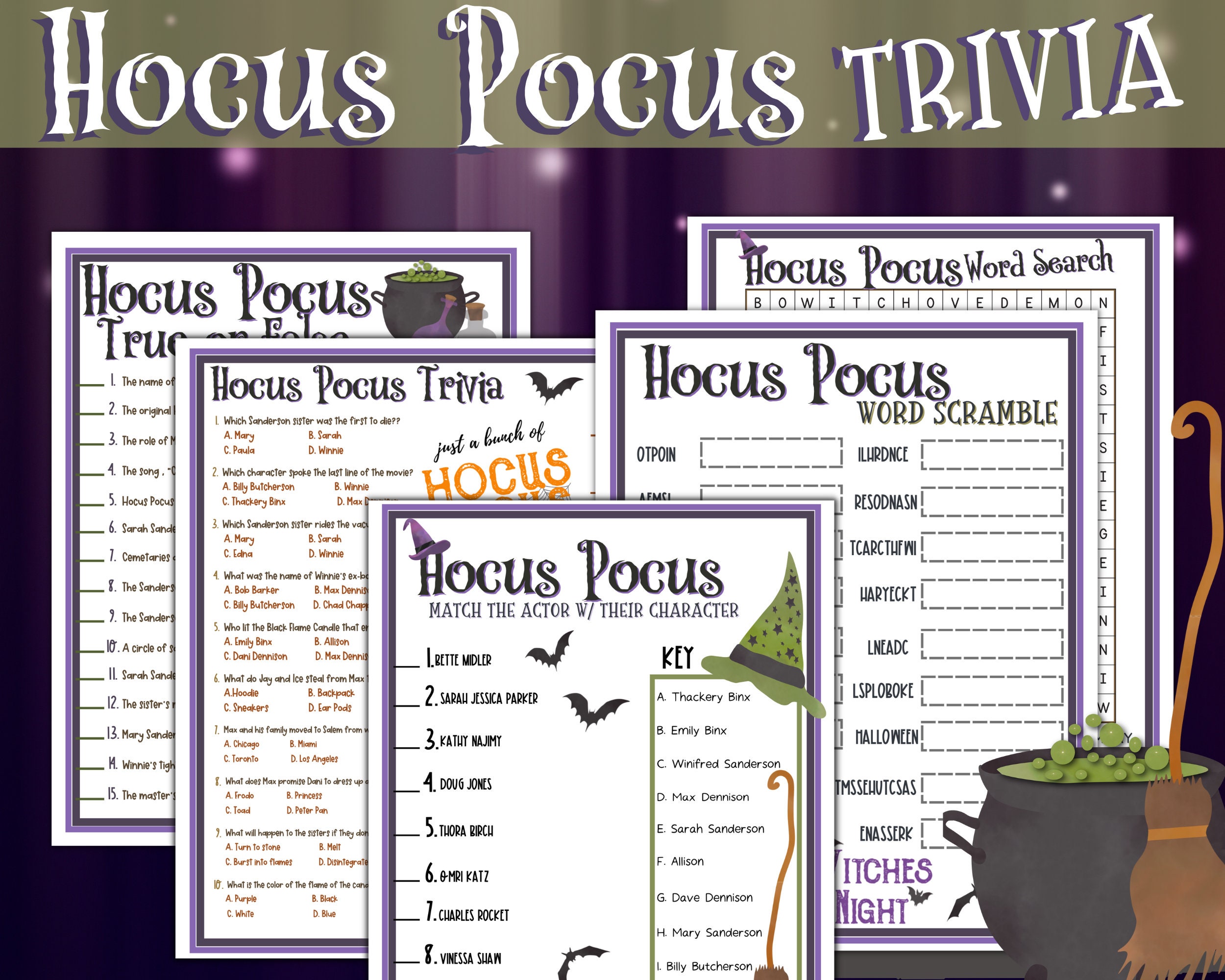 Hocus Pocus Trivia, Hocus Pocus Games, Hocus Pocus, Halloween Party ...