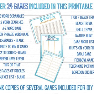 Beach Game Set | Printable Summer Beach Game Bundle | Kids Adults Teens ...