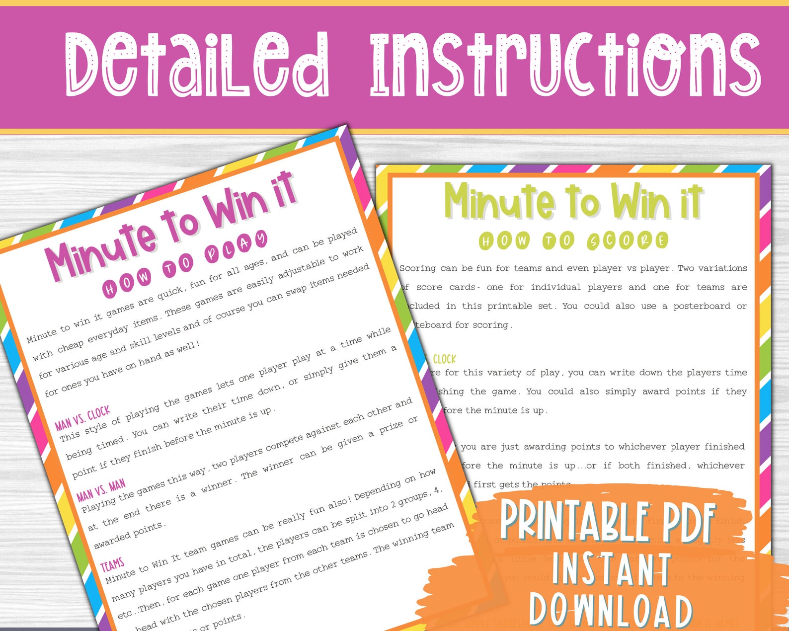 Minute to Win It, Party Game, Printable Party Game, Sleepover Game ...