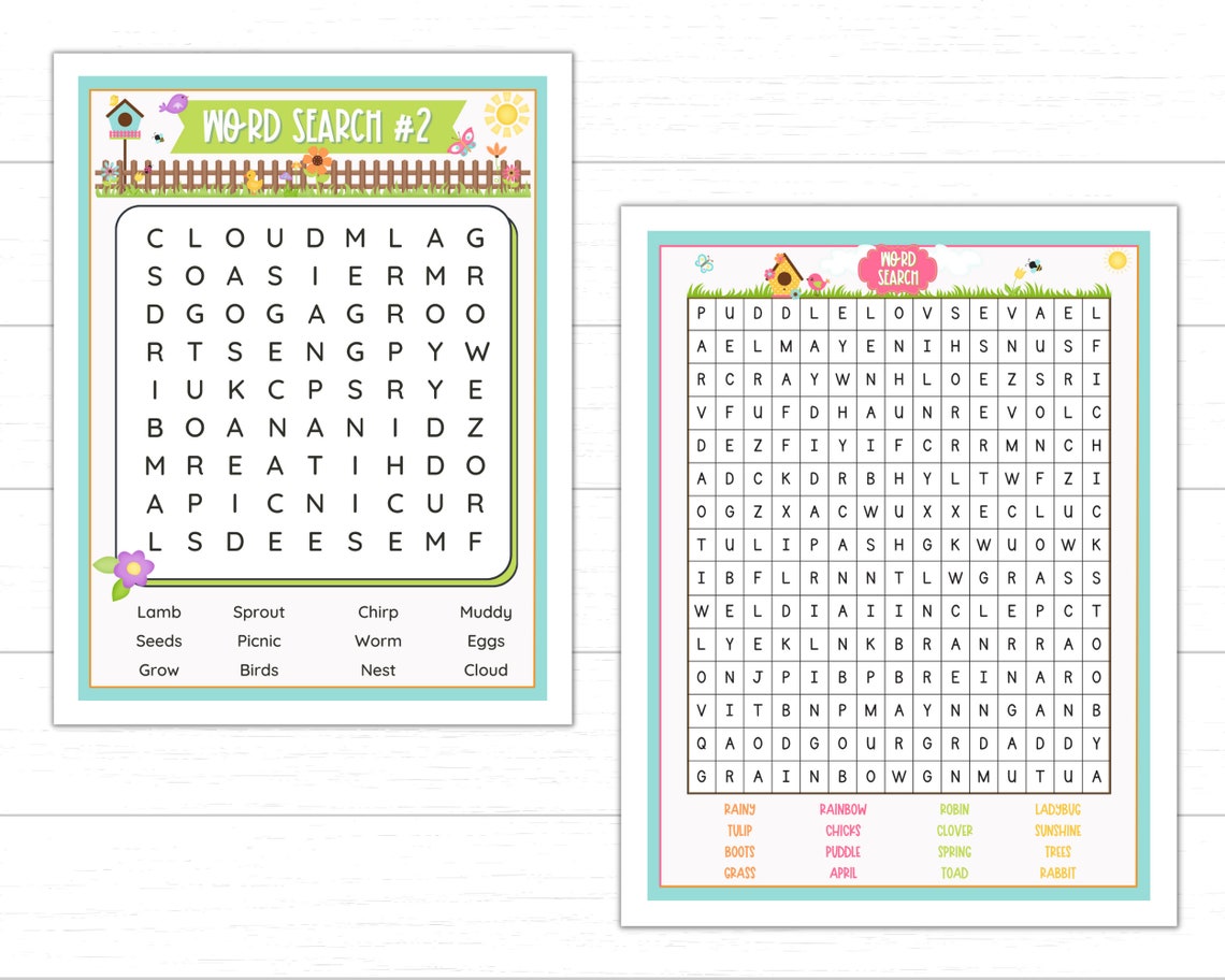 Spring Word Game Set for Kids | Printable Word Games | Spring Word ...