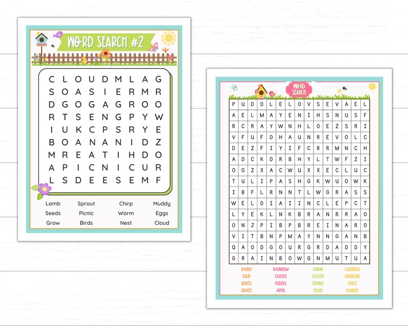 Spring Word Game Set for Kids | Printable Word Games | Spring Word ...