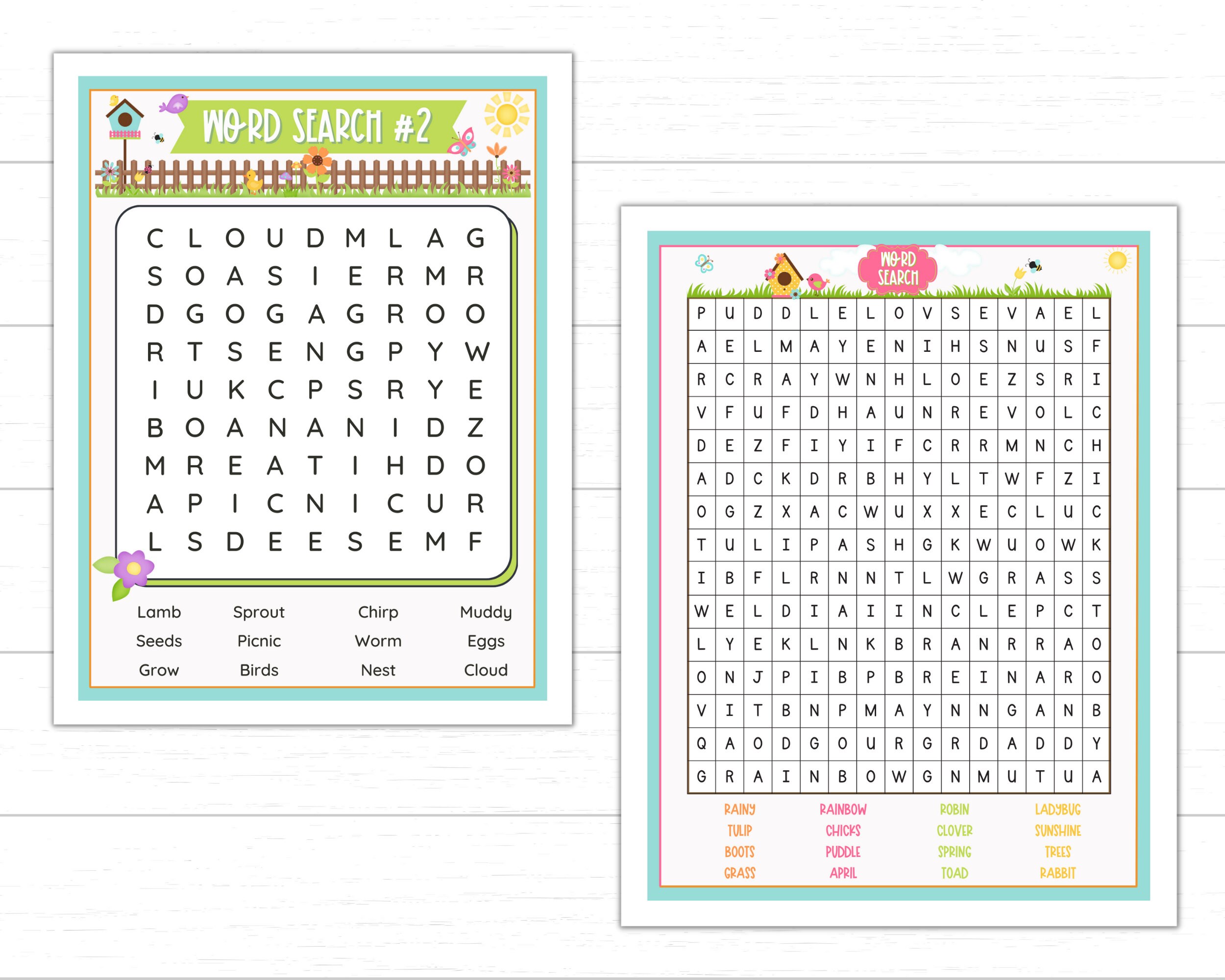 Spring Word Game Set for Kids | Printable Word Games | Spring Word ...