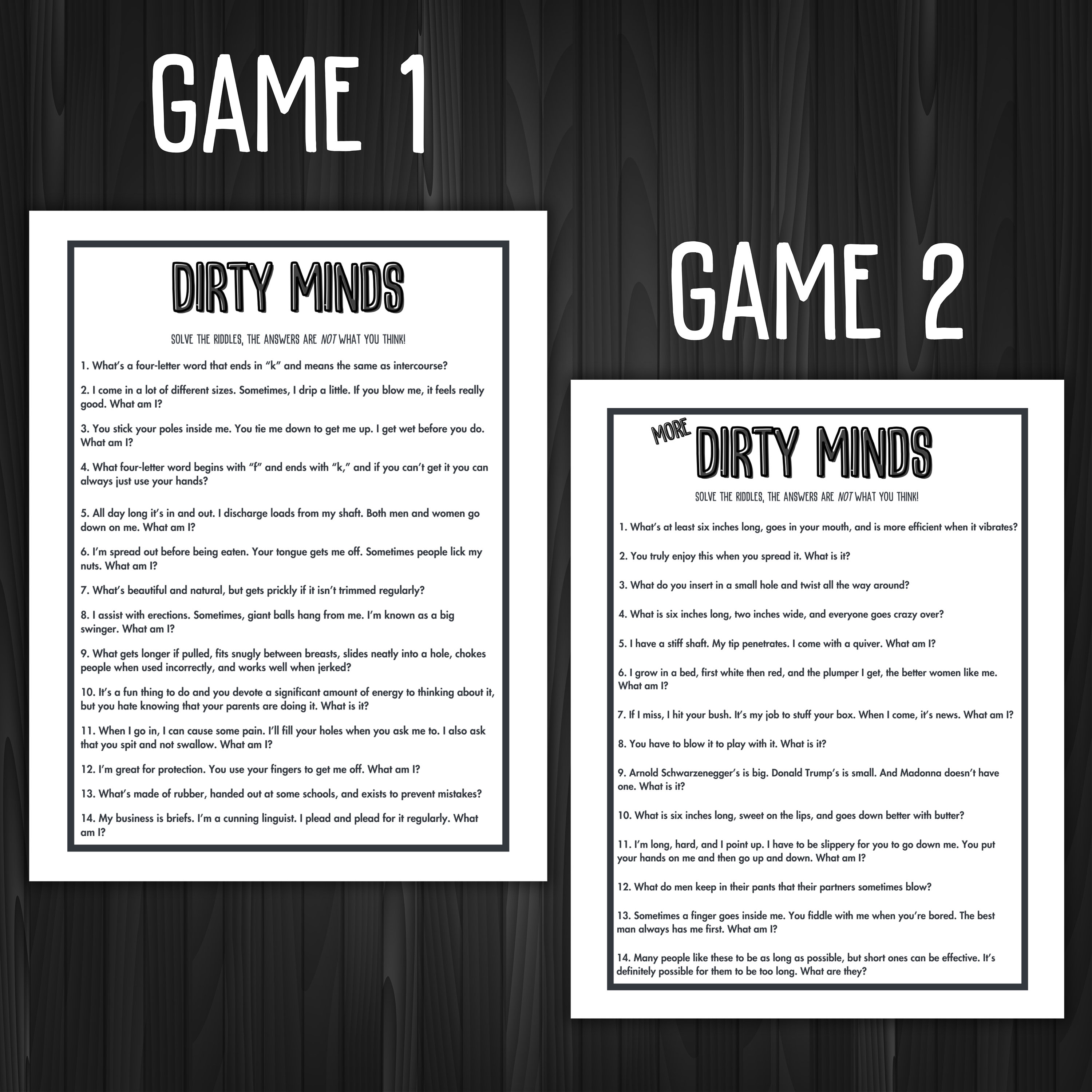 Dirty Minds Adult Game Dirty Minds Riddle Game Ladies Night Games ...