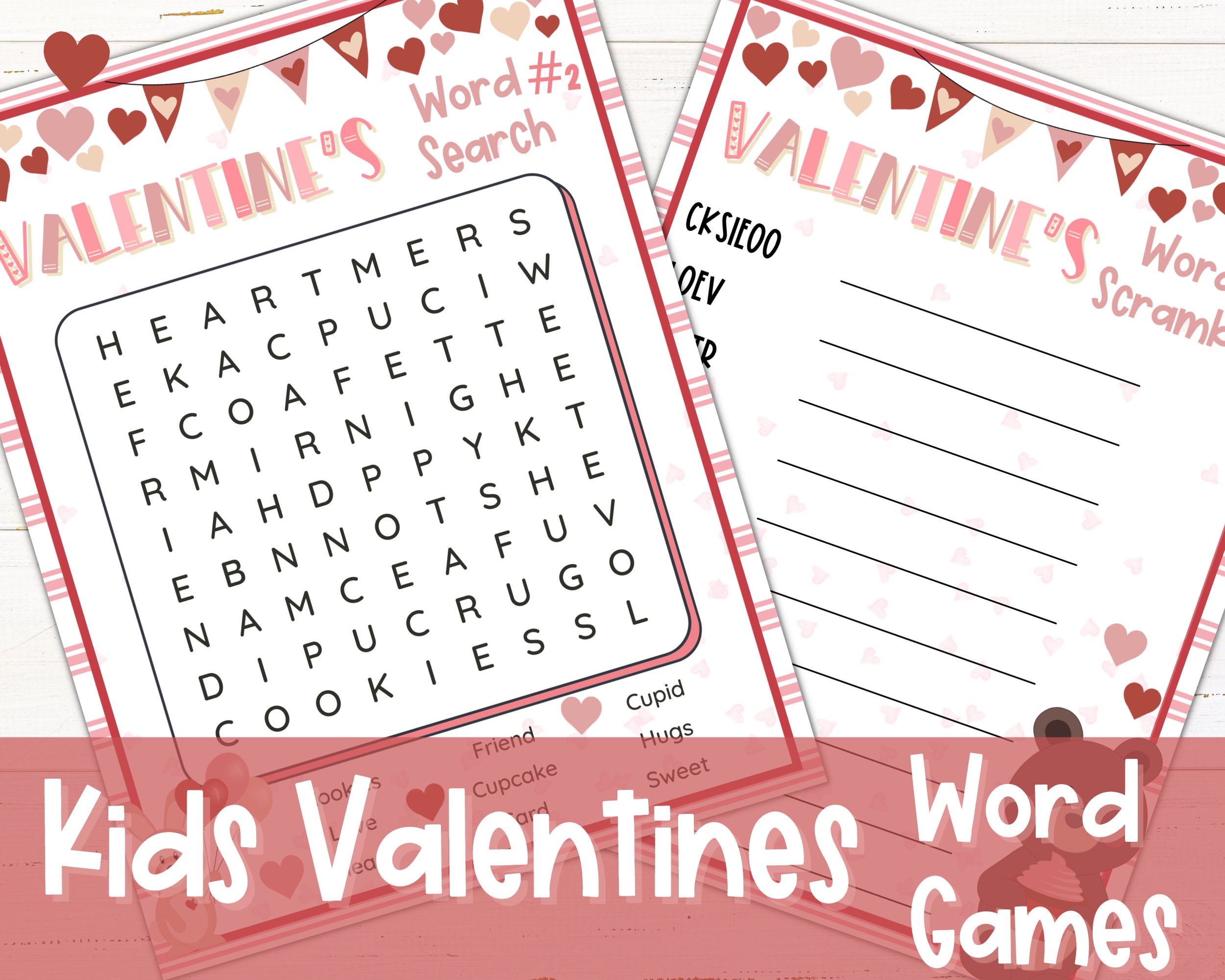 Kids Valentine Word Games Kids Valentine Word Scramble Kid's Valentine ...