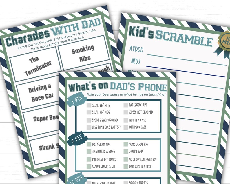 Father's Day Game Set | Printable Games for Fathers Day | Dad Jokes ...