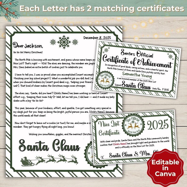 Printable Santa Letters, Editable Letters From Santa for Kids ...