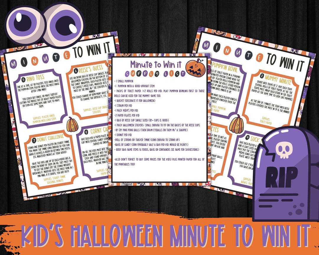 Halloween Minute to Win It, Halloween Kids Games, Halloween Printable ...