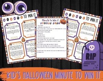 Halloween Minute to Win It Games for Kids | Halloween Party Printable ...