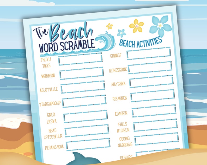 Beach Word Scramble Set | Printable Summer Word Scramble | Kid | Teen ...