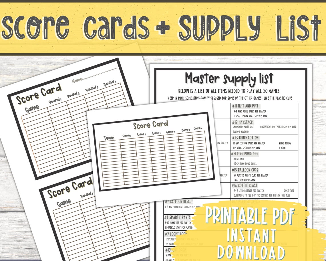 Minute to Win It Game, Party Game, Printable Party Game, Sleepover Game ...