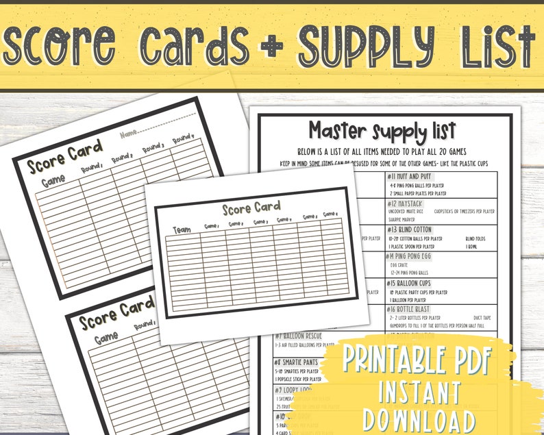 Minute to Win It Game, Party Game, Printable Party Game, Sleepover Game ...