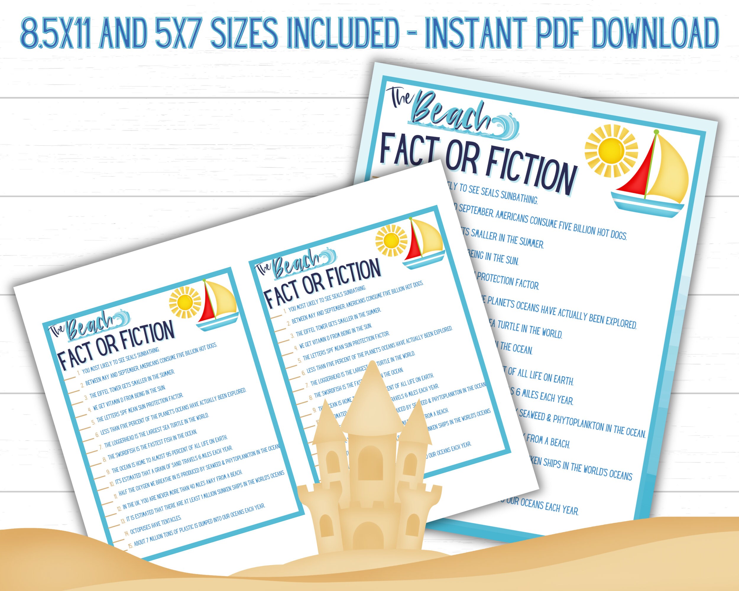 Beach Trivia Game Set | Printable Summer Beach Games | Ocean Trivia ...