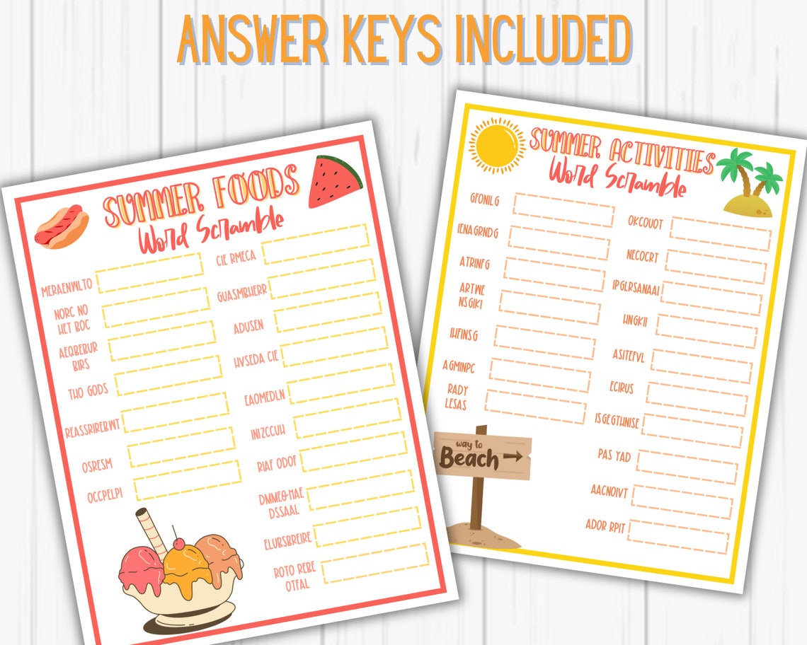 Summer Word Games | Printable Summer Game Bundle | Summer Games Kids ...