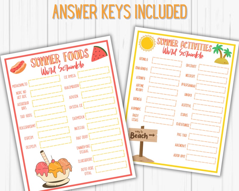 Summer Word Games | Printable Summer Game Bundle | Summer Games Kids ...