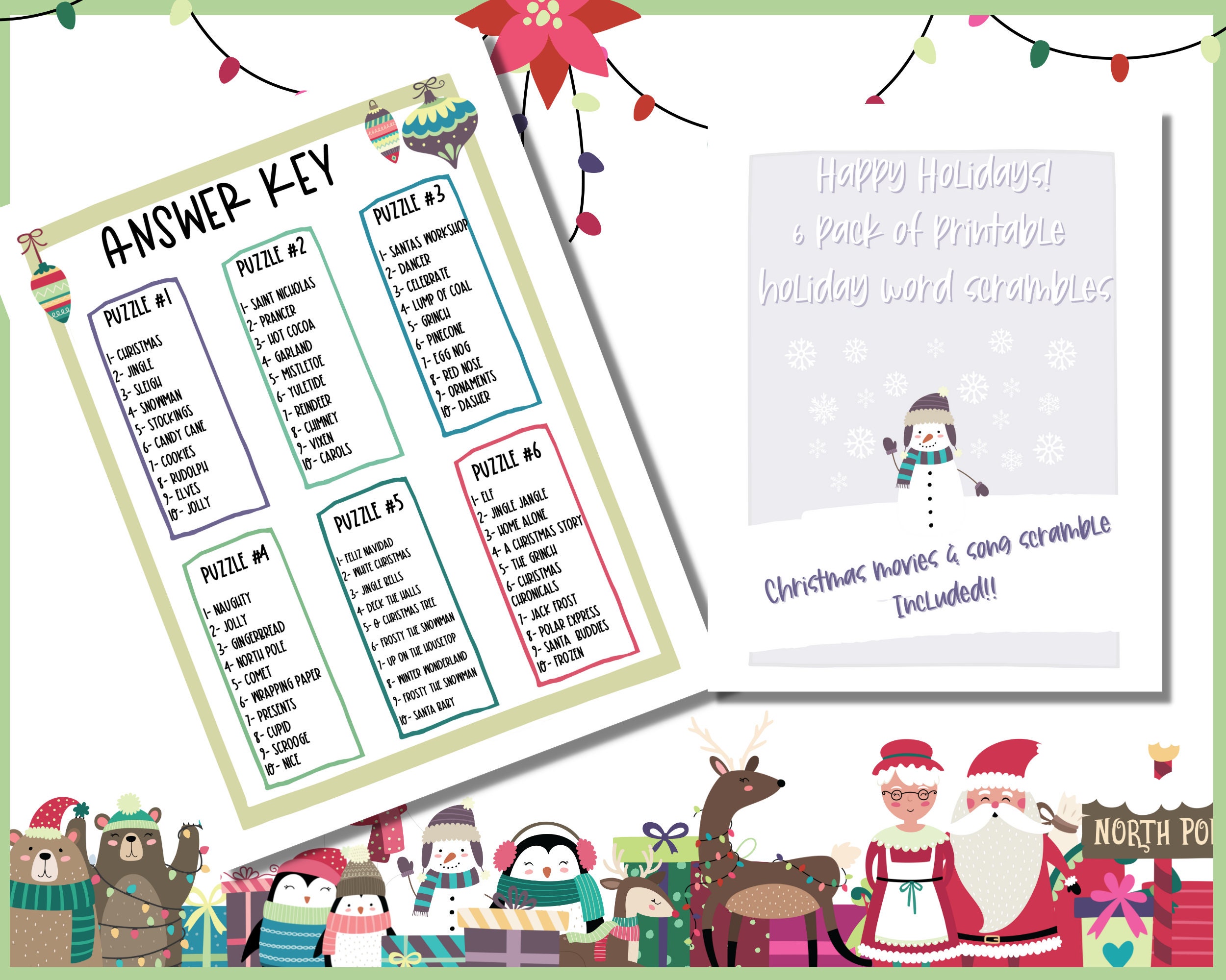 Christmas Family Game Printable Word Scramble Christmas Game for Kids ...