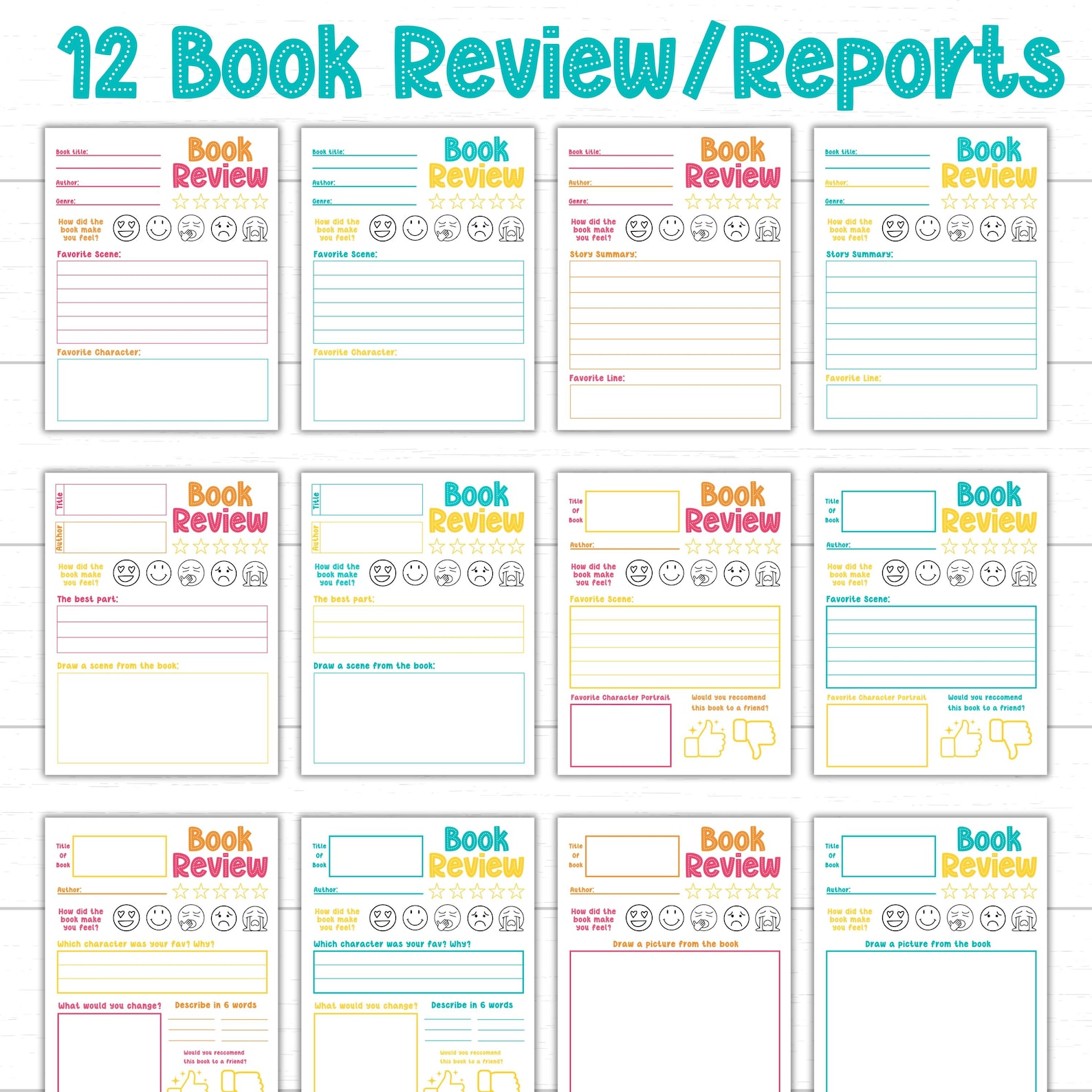 Reading Log, Kids Reading Log Set, Fun Kids Reading Trackers, 38 ...