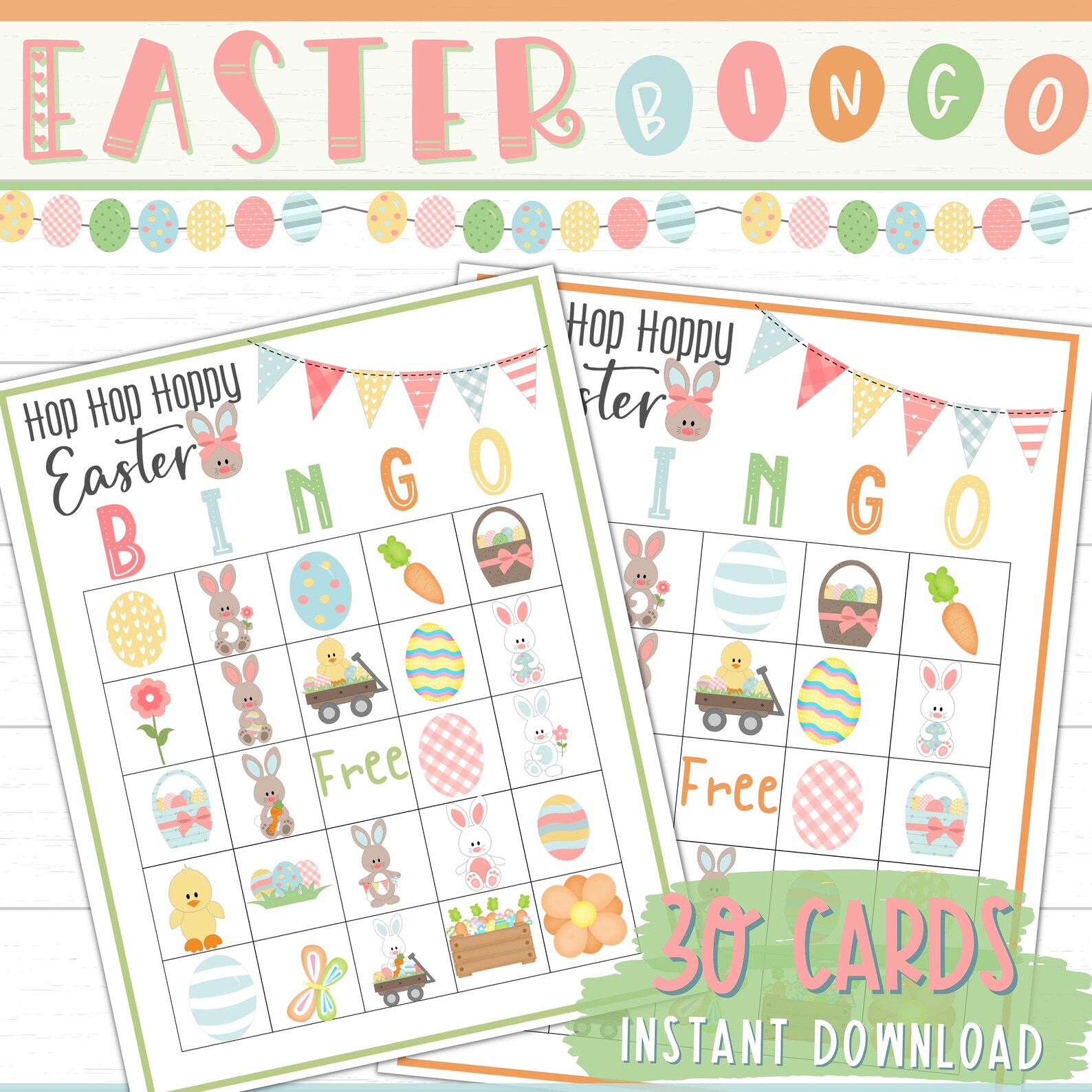 Easter Bingo 30 Bingo Cards Easter Activity Easter Game Printable Bingo ...