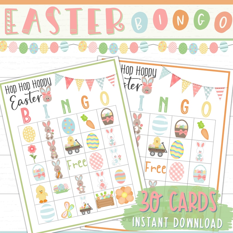 Easter Bingo 30 Bingo Cards Easter Activity Easter Game Printable Bingo ...