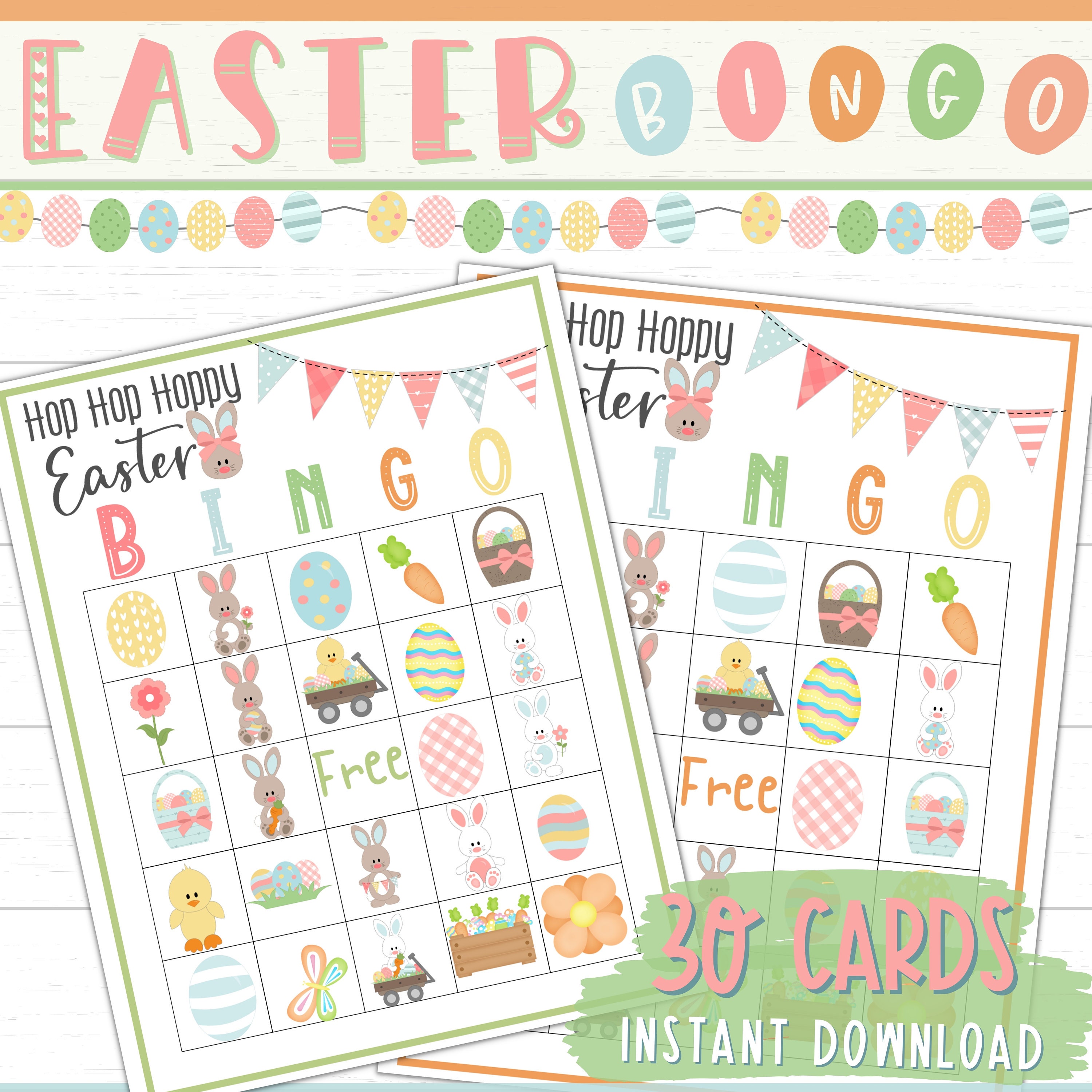 Easter Bingo 30 Bingo Cards Easter Activity Easter Game Printable Bingo ...