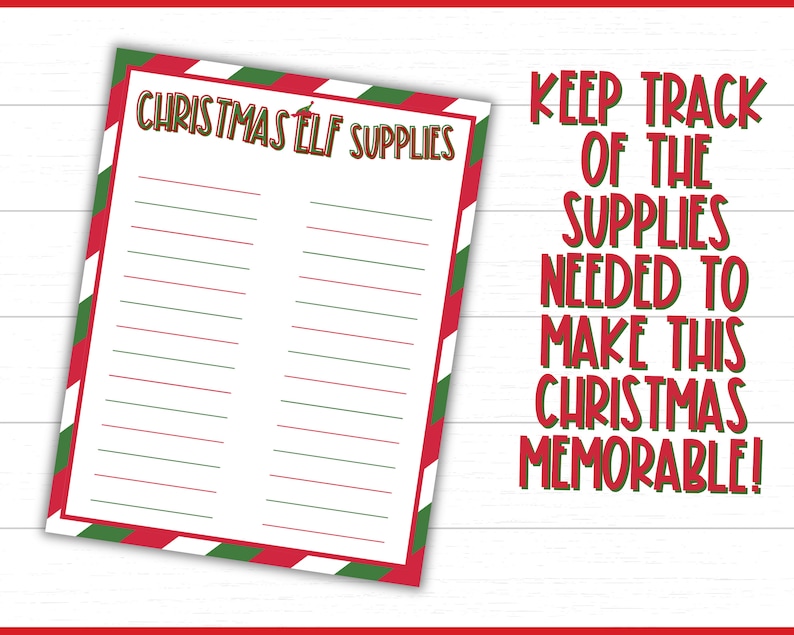 Elf Checklist Christmas Elf Holiday Elf Organizer Elf Kit Kid Printable ...