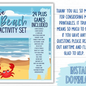 Beach Game Set | Printable Summer Beach Game Bundle | Kids Adults Teens ...