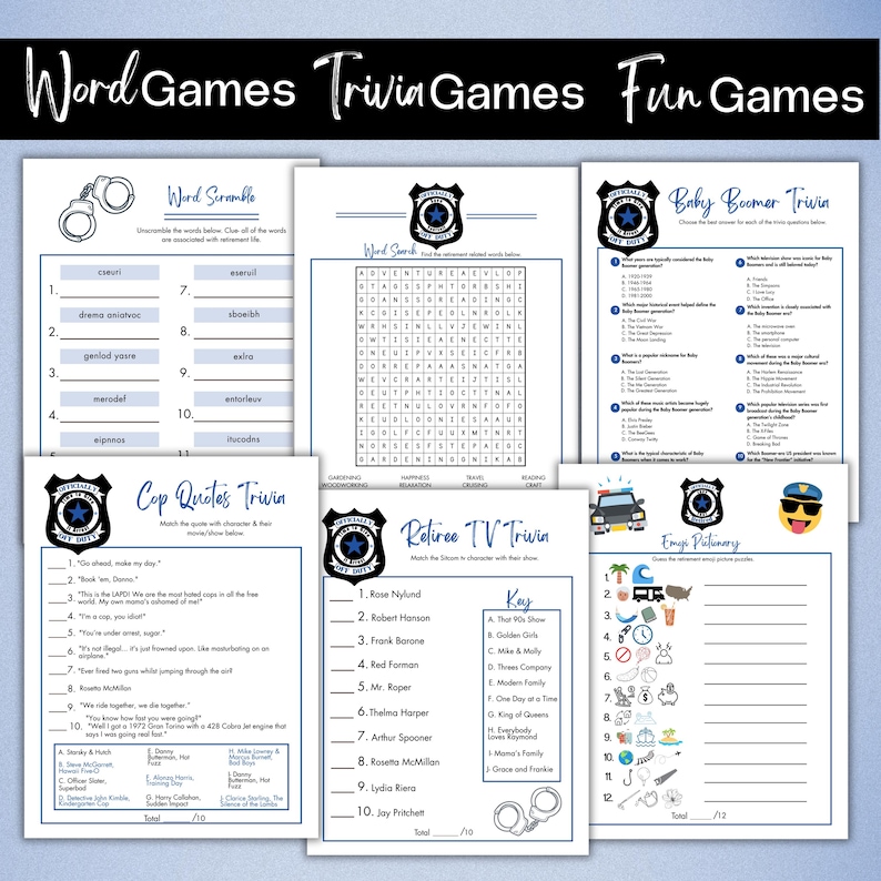 Police Retirement, Police Retirement Games, Fun Retirement Party Games ...