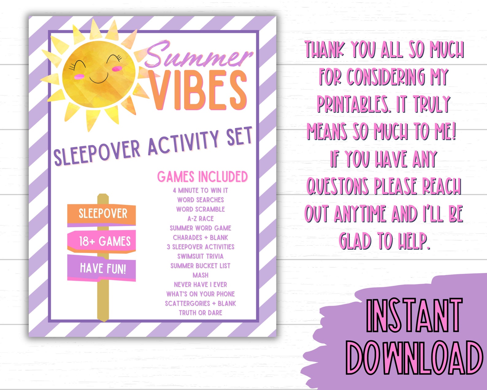 Sleepover Game Bundle | Slumber Party Activity | Pajama Party Games ...