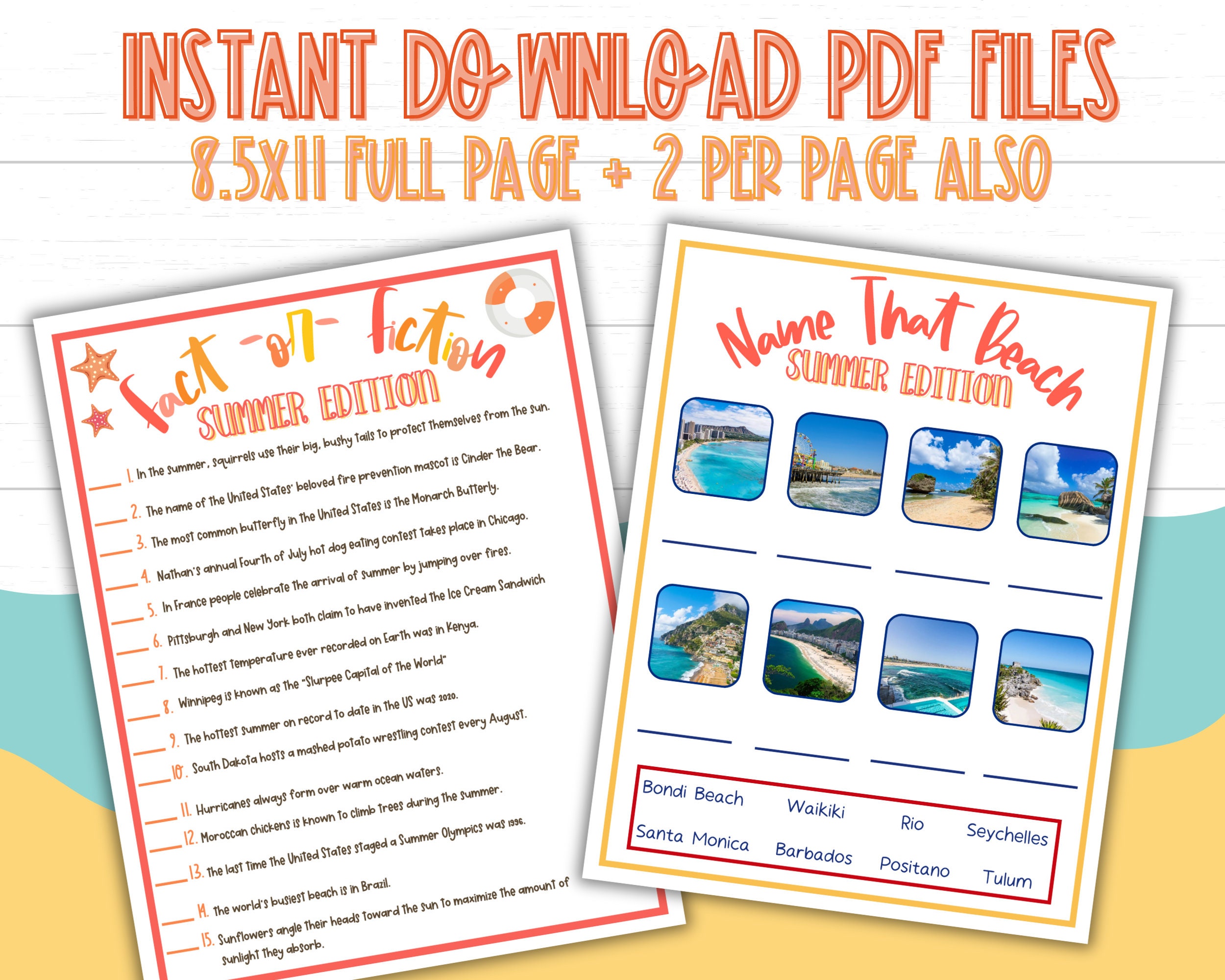 Summer Games | Printable Summer Game Bundle | Summer Games Kids Adults ...