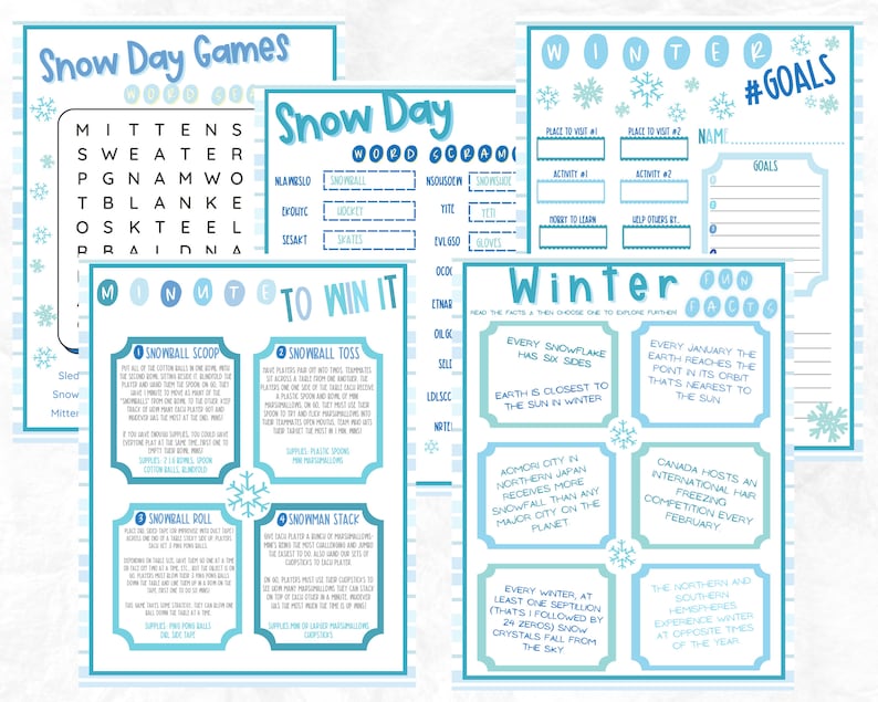 Snow Day Games, Snow Day Activities, Kids Snow Day Games, Snow Day ...