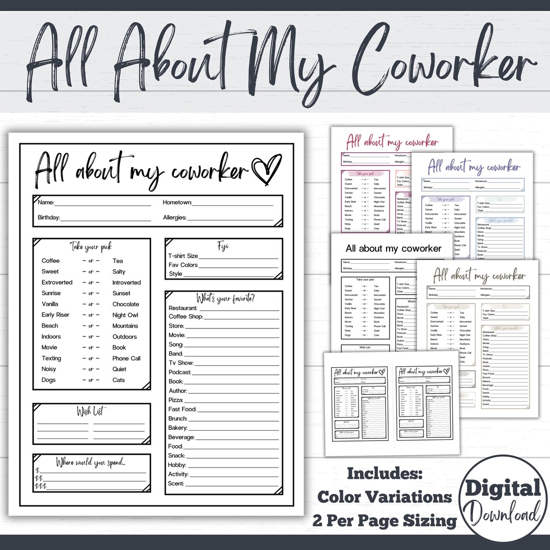 My Favorite Things Survey Questionnaire, Employee Favorites, All About ...