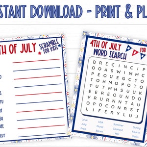 4th of July Word Games | Independence Day Word Game | 4th of July Party ...