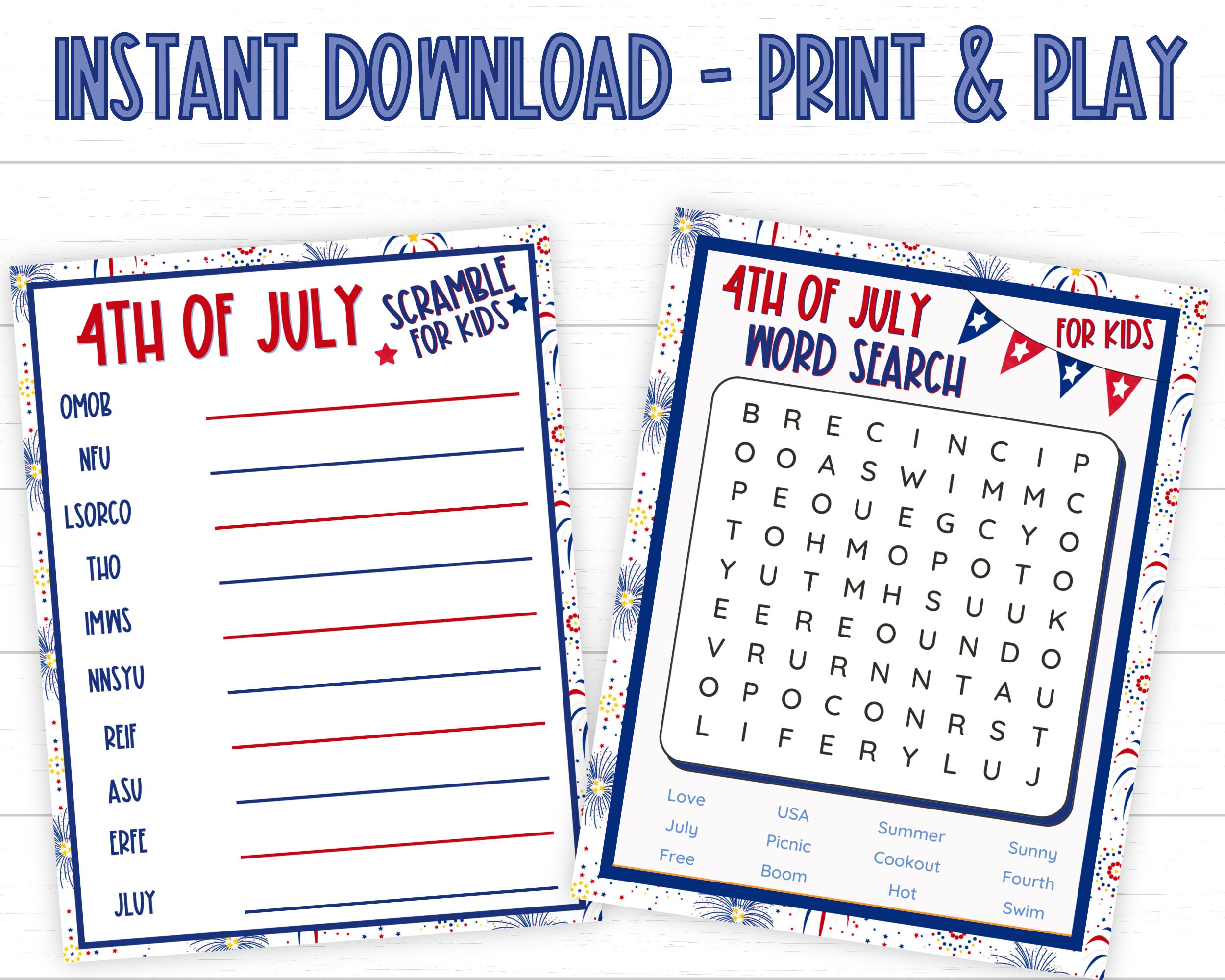 4th of July Word Games | Independence Day Word Game | 4th of July Party ...