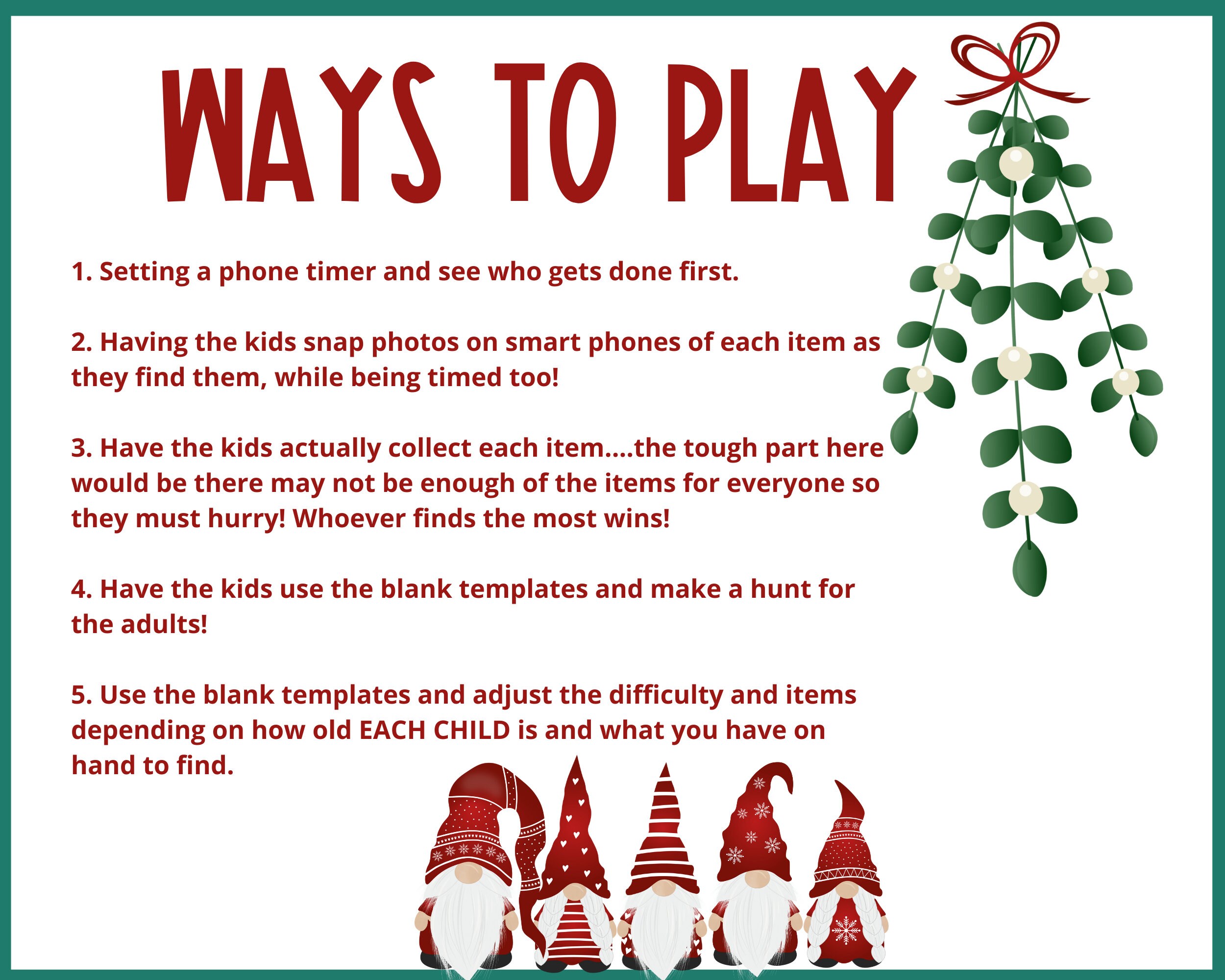 Christmas Stocking Stuffer Game Printable Scavenger Hunt Kid Holiday ...