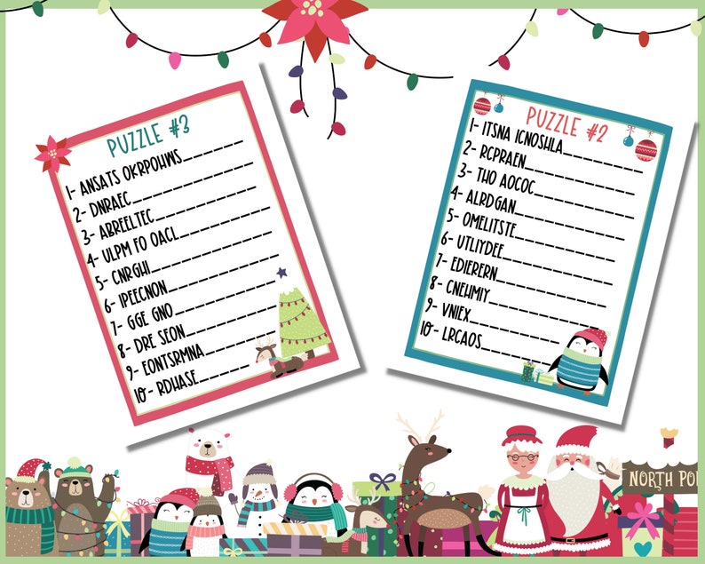 Christmas Family Game Printable Word Scramble Christmas Game for Kids ...