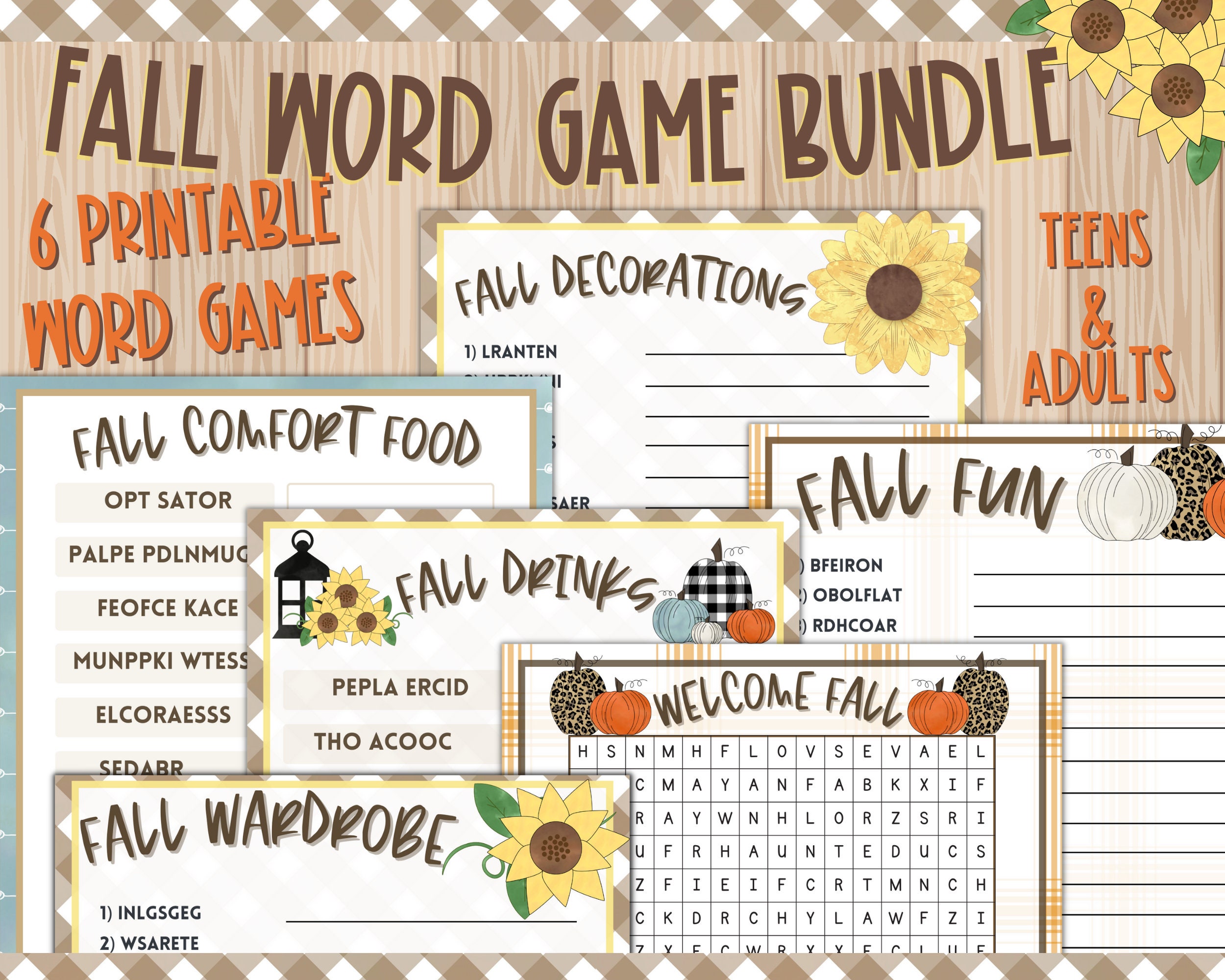 Fall Game Bundle, Autumn Game Bundle, Party Games, Fall Printable ...