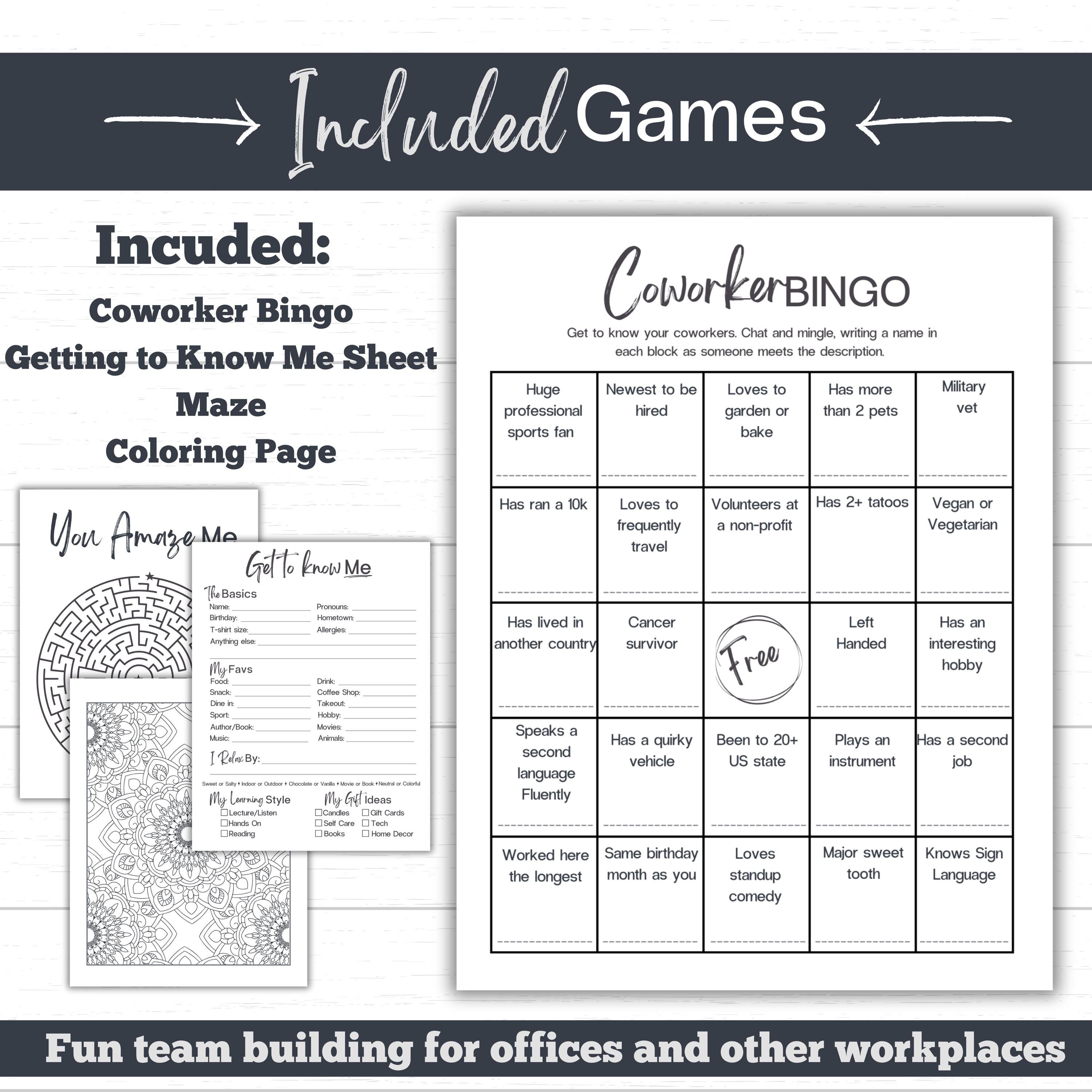 Coworker Bingo | Work Bingo | Office Party Bingo | Bingo Game for ...