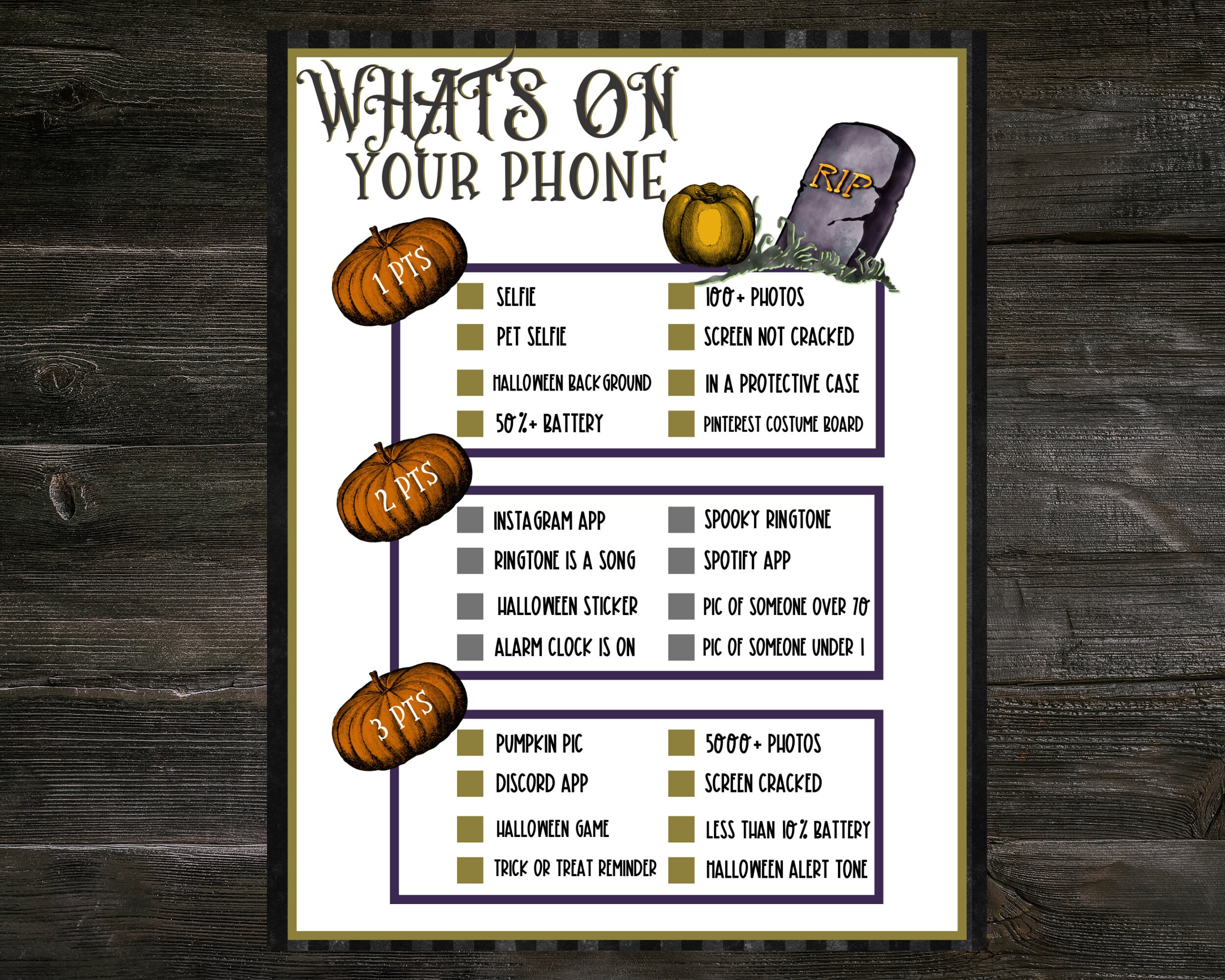 Halloween Whats on Your Phone, Halloween Party Game, Halloween ...