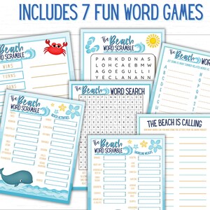 Beach Game Set | Printable Summer Beach Game Bundle | Kids Adults Teens ...