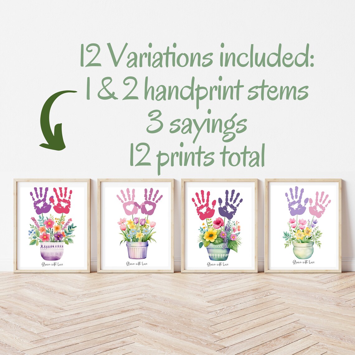 Mothers Day Handprint Printable Mother's Day Handprint Floral Art ...