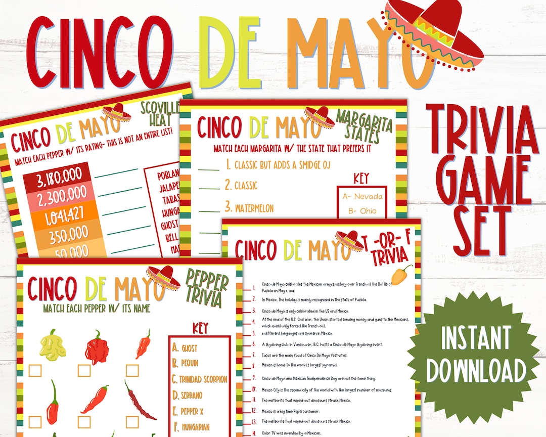 Cinco De Mayo Game | Cinco De Mayo Party Trivia | Party Trivia Game ...