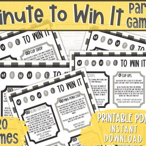 Minute to Win It Game, Party Game, Printable Party Game, Sleepover Game ...