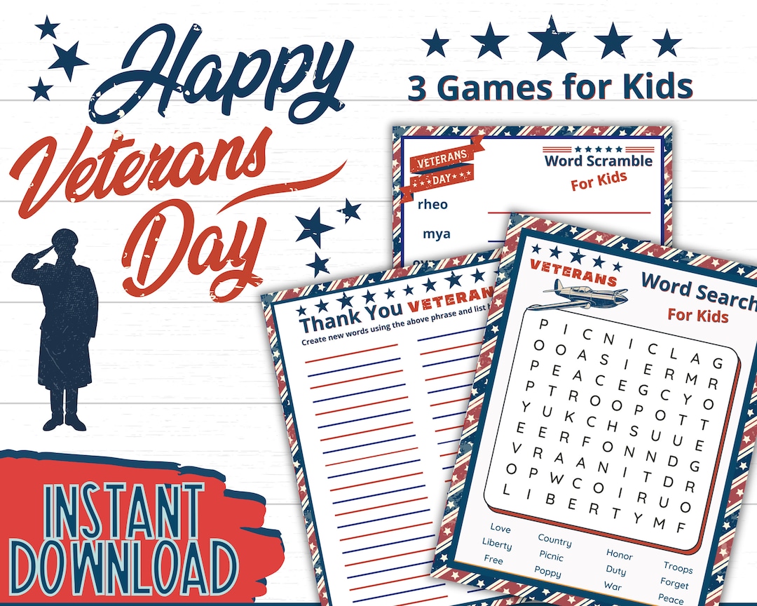 Veterans Day Games for Kids | Printable Veterans Day Activities ...