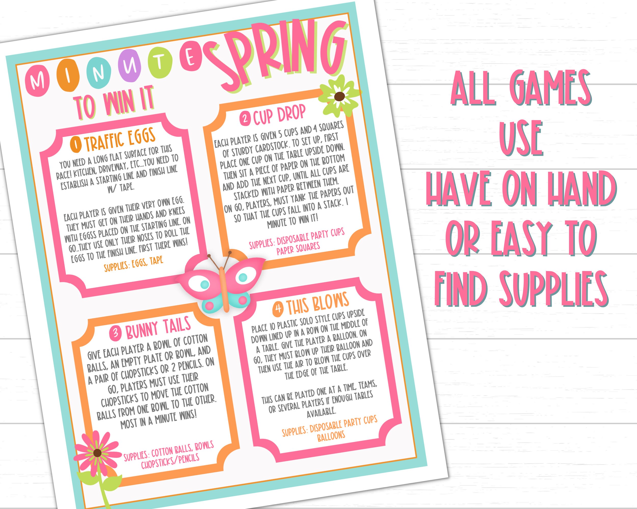 Spring Printable Game | Spring Minute to Win It | Kids Spring ...