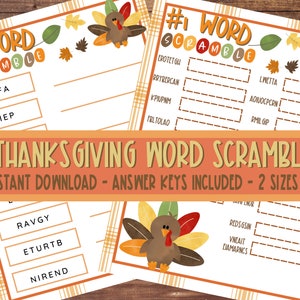 Thanksgiving Word Scramble | Thanksgiving Kid Games | Thanksgiving ...