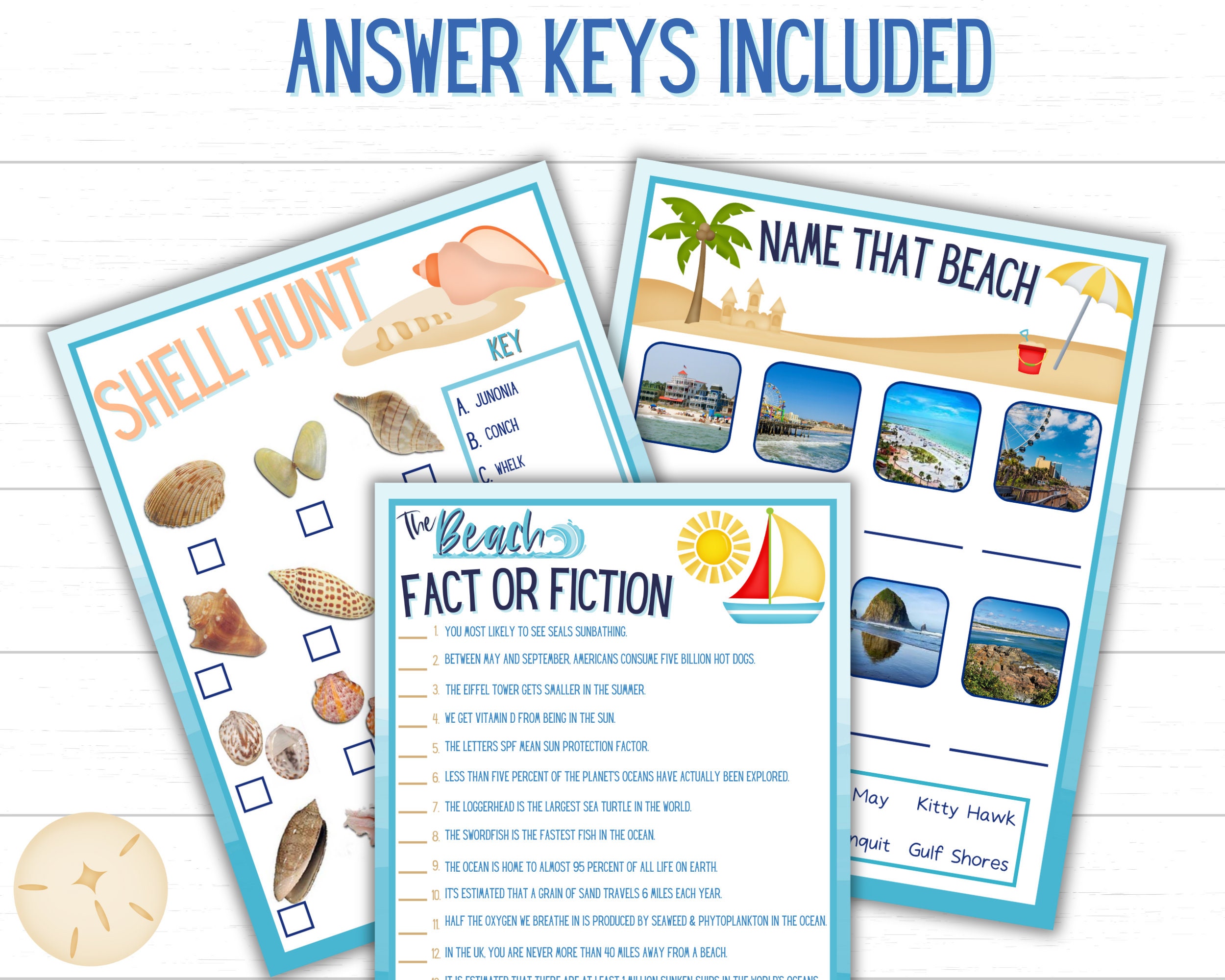 Beach Trivia Game Set | Printable Summer Beach Games | Ocean Trivia ...