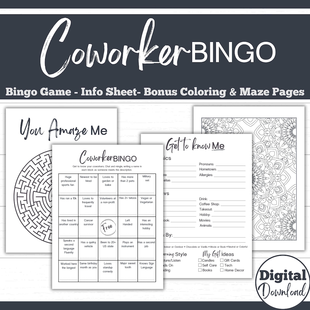 Coworker Bingo | Work Bingo | Office Party Bingo | Bingo Game for ...