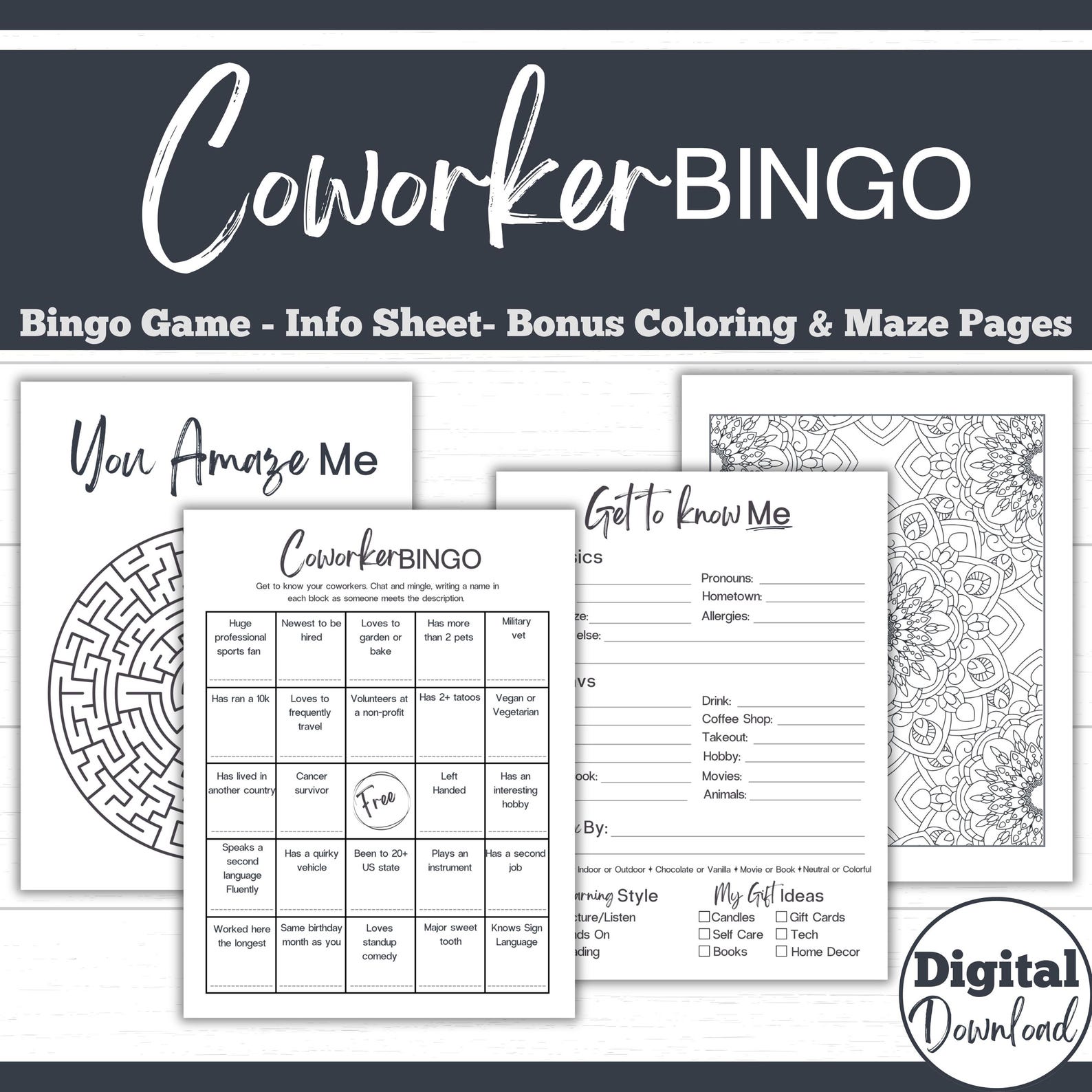 Coworker Bingo | Work Bingo | Office Party Bingo | Bingo Game for ...
