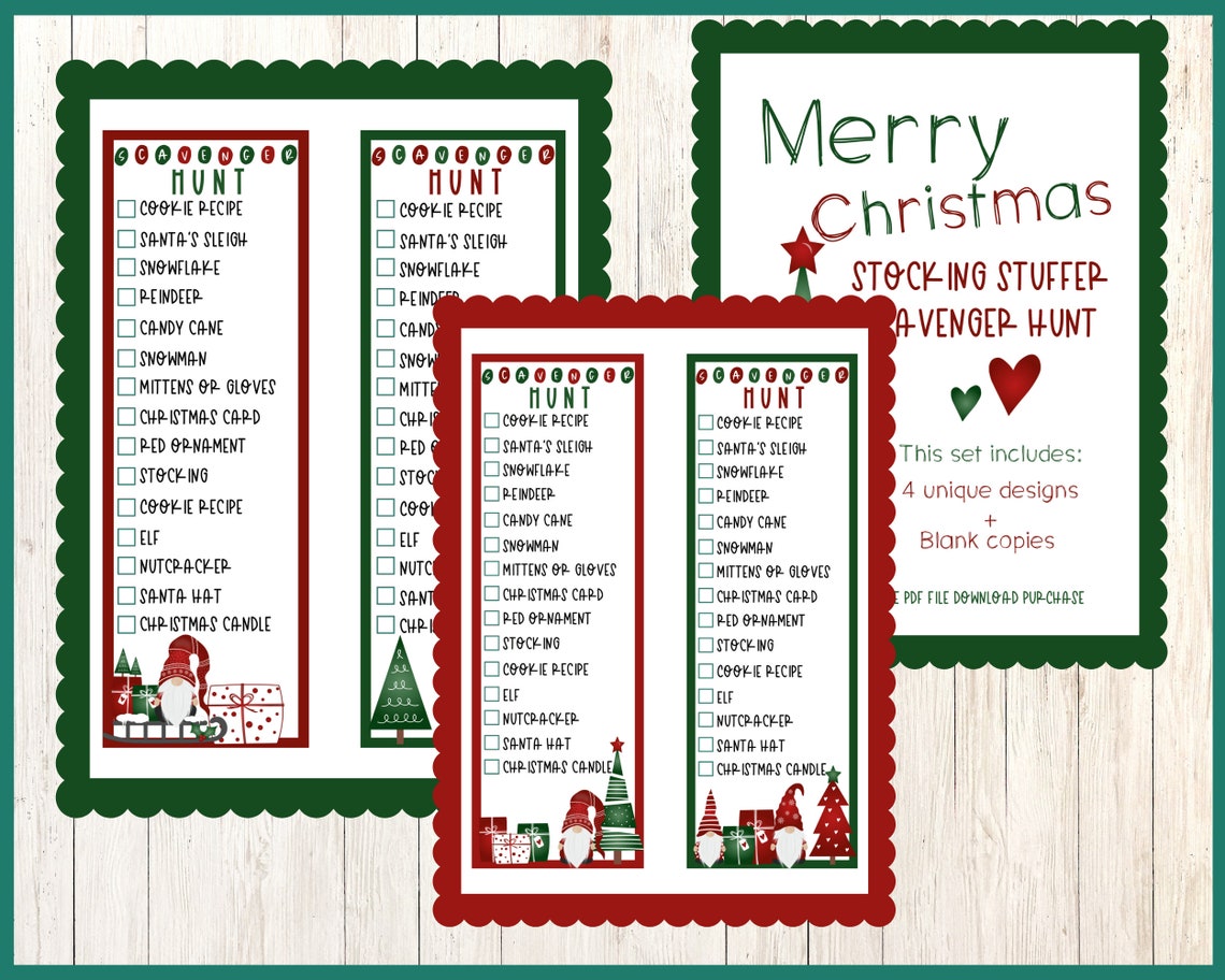 Christmas Stocking Stuffer Game Printable Scavenger Hunt Kid Holiday ...