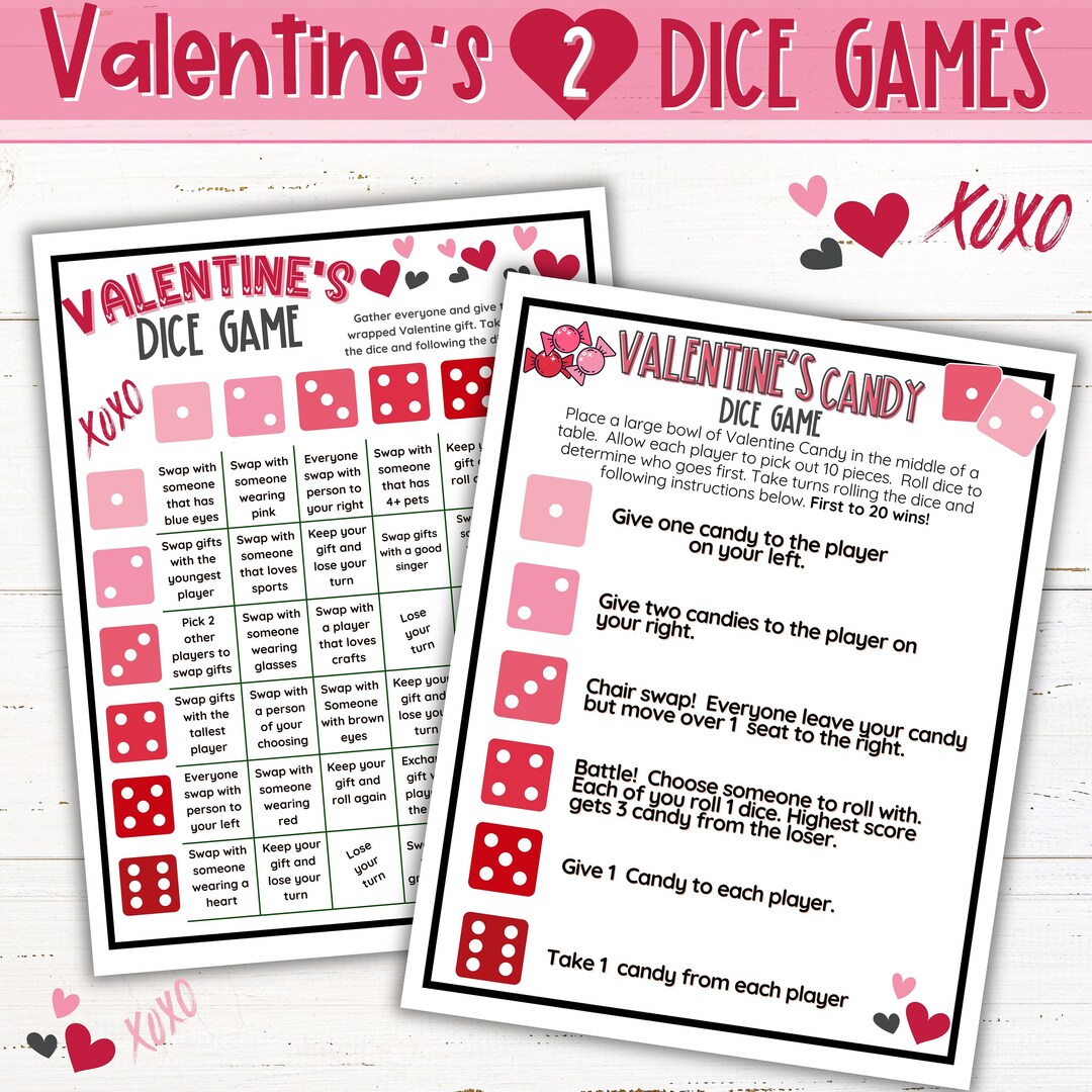 Valentines Dice Game | Valentine's Day Dice Activity | Two Printable ...